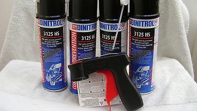 4 x DINITROL 3125 HS RUST PROOFING CAVITY WAX 500ml AEROSOL & CANGUN ...