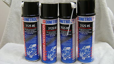 4 x DINITROL 3125 RUST PROOFING CAVITY WAX 500ml AEROSOL CHASSIS DOOR ...