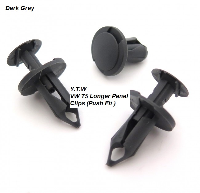 VW Transporter T5 Longer Panel Clips - Dark Grey x 25 - YTW Windscreens