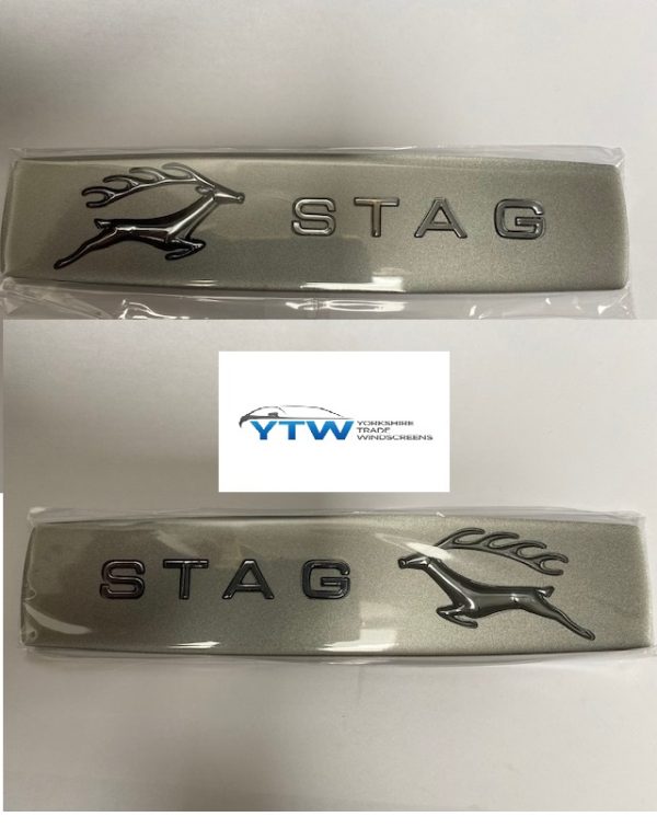 Triumph STAG ** Rear WING BADGES GREY MK1 ** PAIR ** BRAND NEW **AS ...